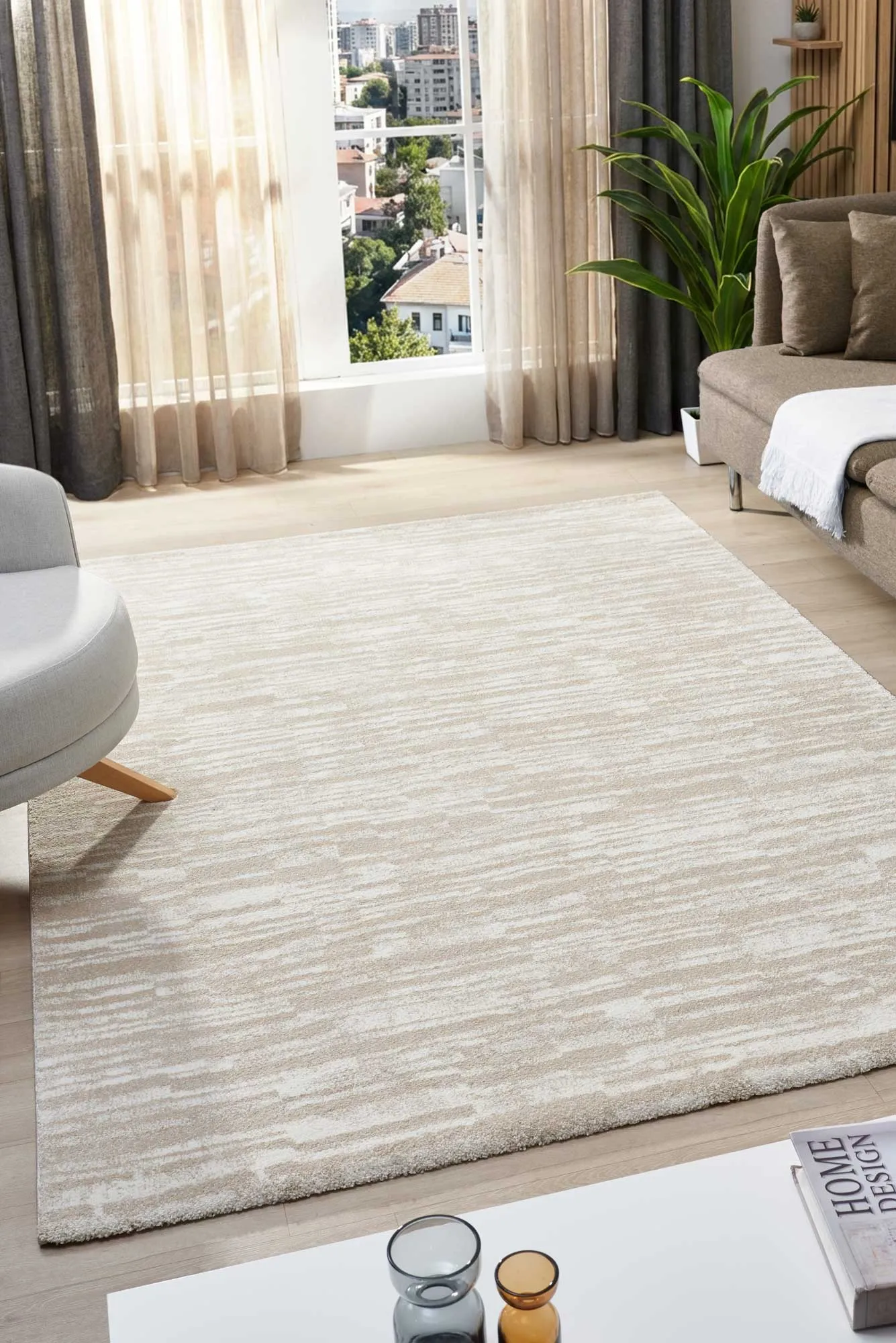 Flynn Striped Rug | Beige Rug | Free Shipping