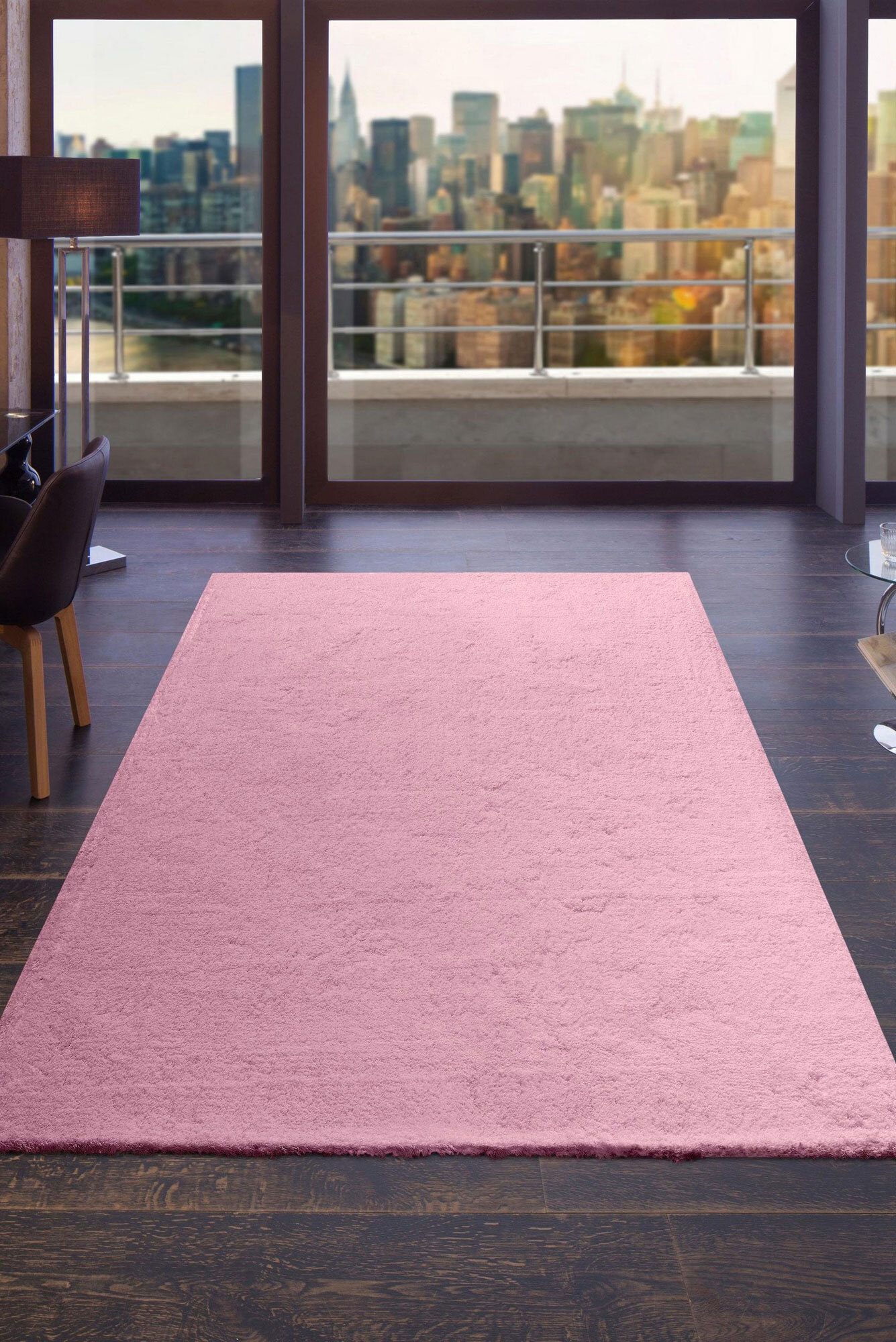 Levis Plain Pink Shaggy Rug(Size 150 x 150cm) ROUND